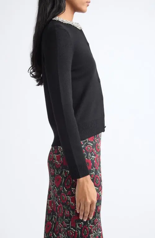 Veronica Beard Daro Embellished Merino Wool Cardigan