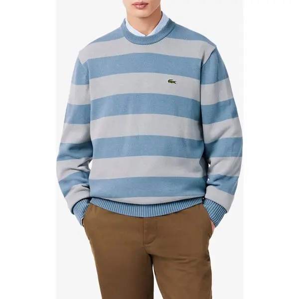 Lacoste Striped Cotton Crewneck Sweater