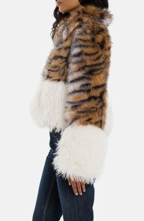 JADED LONDON Tiger Stripe Faux Fur Jacket