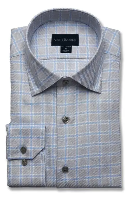 Scott Barber Windowpane Plaid Cotton Twill Shirt