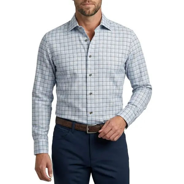 Scott Barber Multipane Plaid Cotton Twill Button-up Shirt