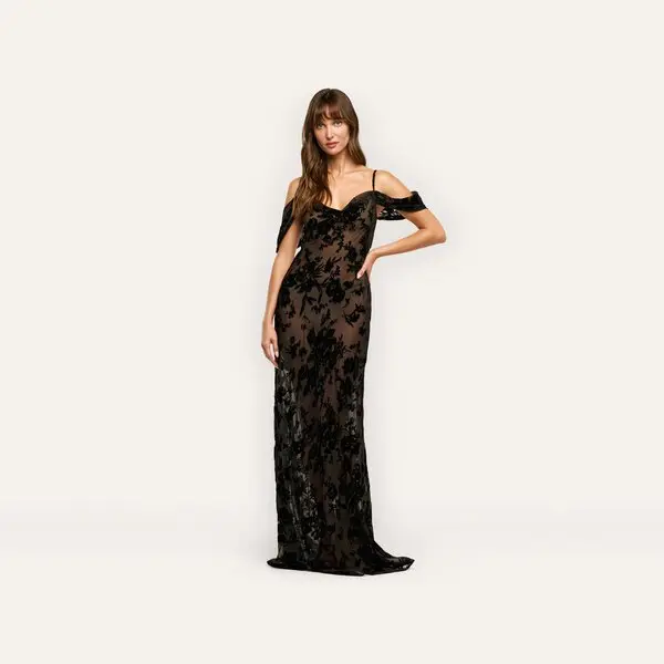 L'AGENCE Kenna Velvet Gown - Black