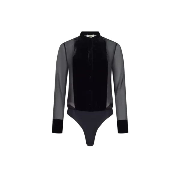 L'AGENCE Marisol Silk Velvet Bodysuit