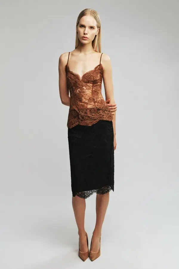 Bardot Andrina Lace Midi Skirt - Black
