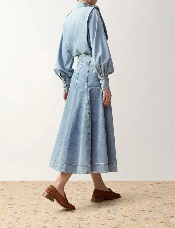 Zimmermann Utility Midi Skirt - Denim