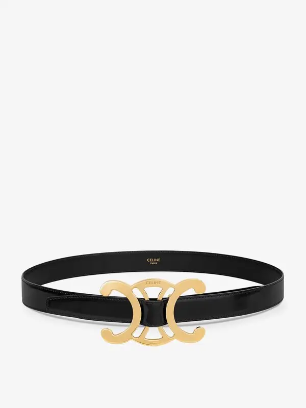 Celine Leather Belt With Triomphe Logo - Black
