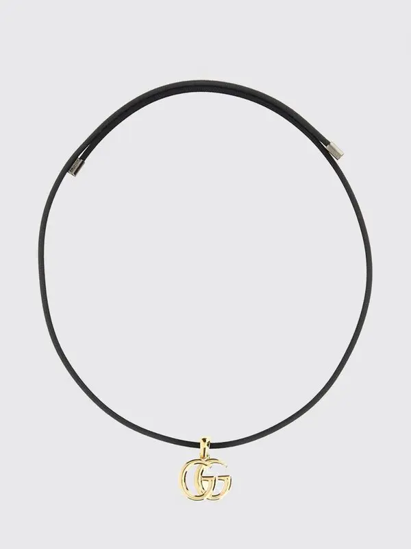 Gucci Gg Marmont Brass Choker Necklace With Sliding Monogram Charm - Black