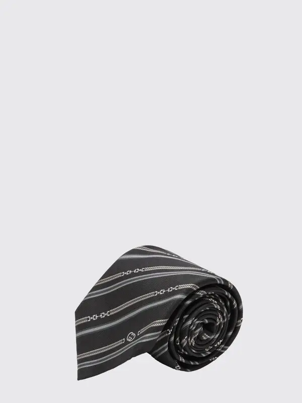 Gucci Silk Tie With Regimental Pattern And Gg Jacquard Monogram - Black