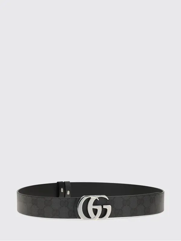 Gucci Gg Marmont Reversible Monogram Cotton Canvas Belt - Black