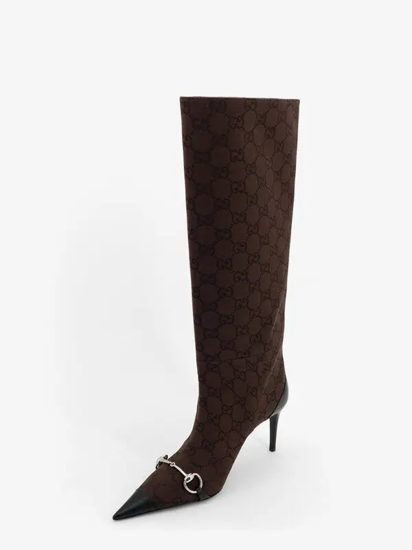 Gucci Boots With Iconic Gg Canvas Horsebit
