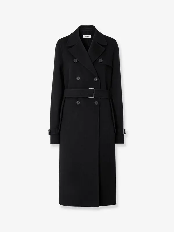 Fendi Ff Zucca Virgin Wool Midi Coat