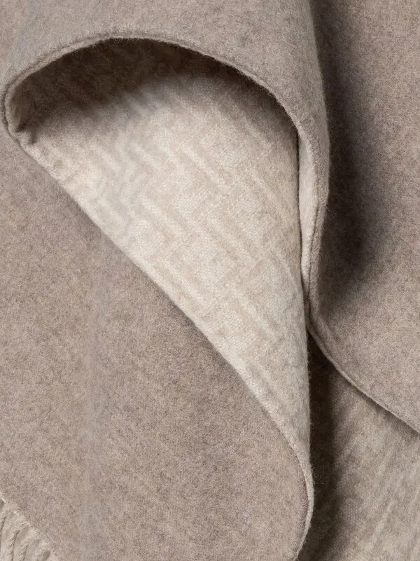 Fendi Wool And Cashmere Cape With Ff Zucca Print