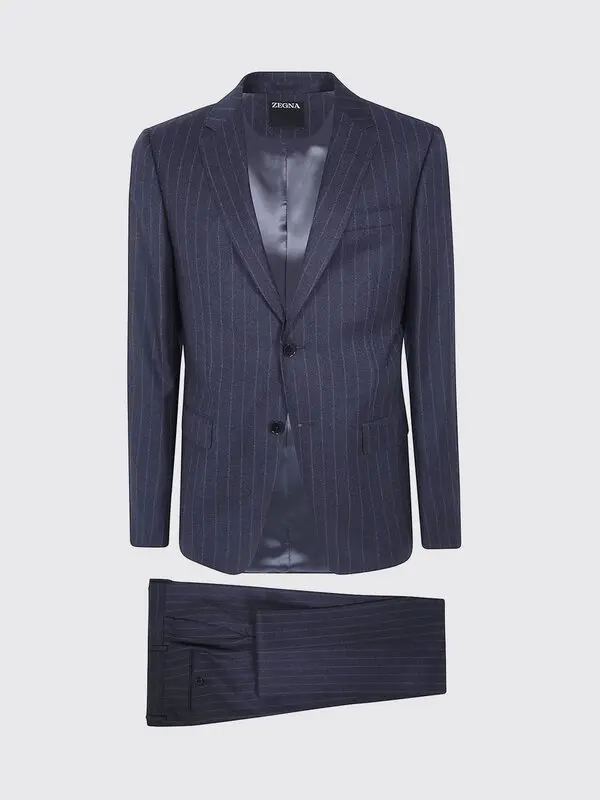 Zegna Pinstripe-pattern Pure Wool Single-breasted Suit - Gray