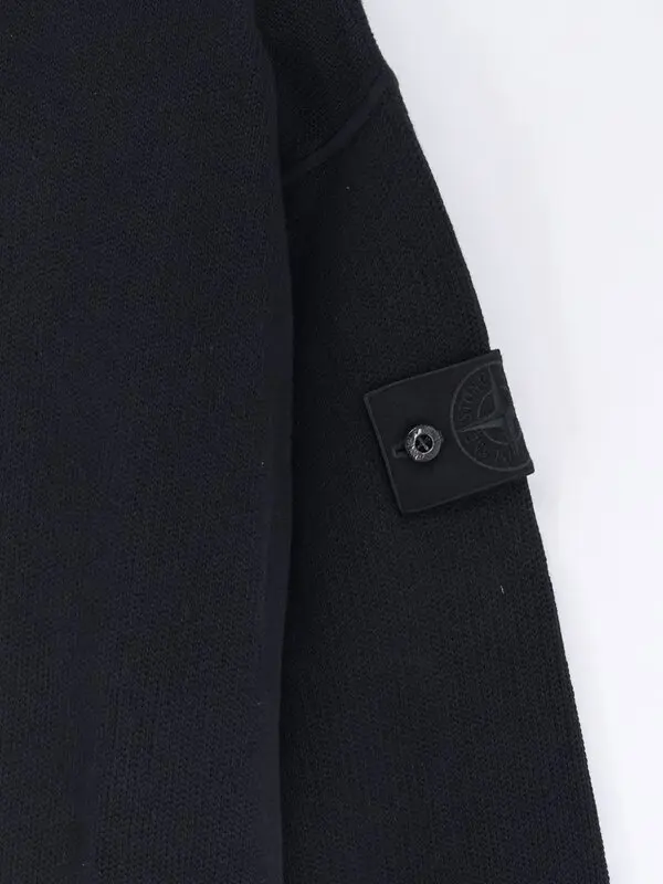Stone Island Cotton Sweater With Ribbed Profiles - Black