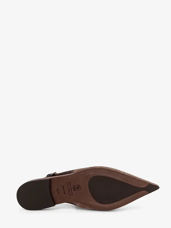 Brunello Cucinelli Suede Ballerinas With Side Monili Detail - Multicolor
