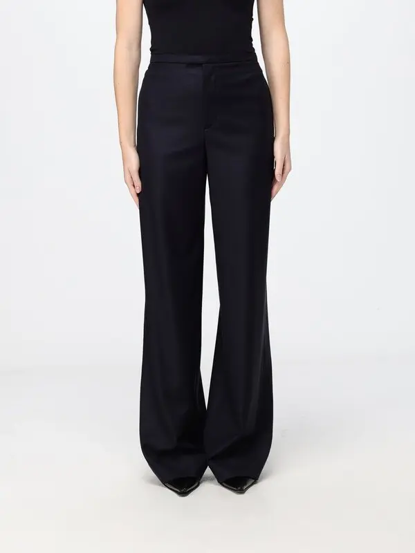 Gucci Flared Wool Tailored Trousers With Mid-rise Waist And Off-centre Closure - Blue