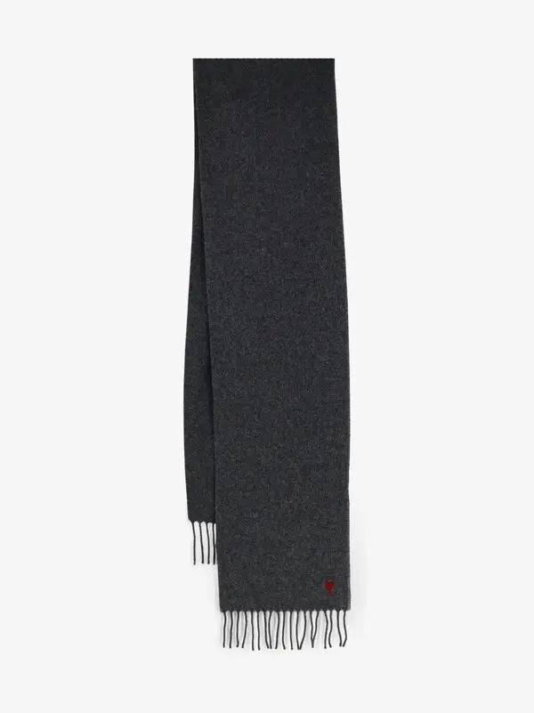 AMI Paris Wool Scarf With De Coeur Embroidery