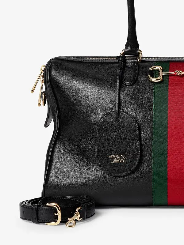Gucci Leather Shoulder Bag With Metal Clasp
