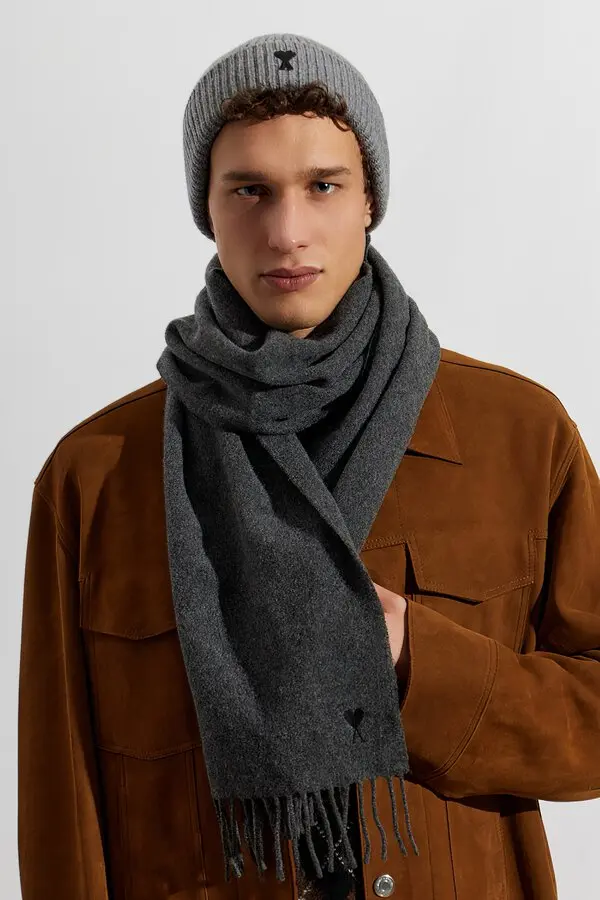 AMI Paris Wool Beanie With Logo