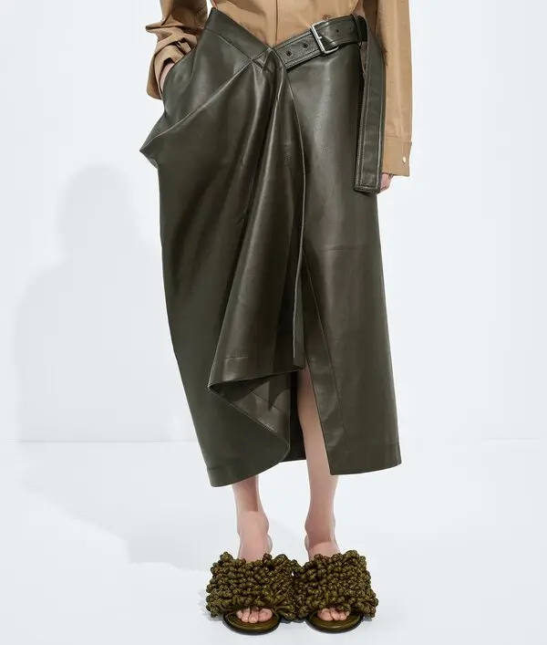Bottega Veneta Shiny Leather Skirt