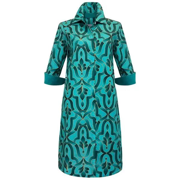 PERLAVERA Clara Tile Aqua Knee-length Missy Fit A Line Dress