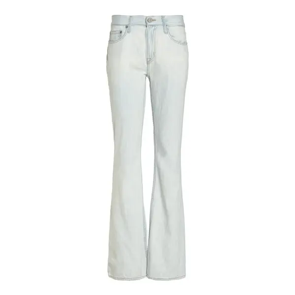 NOEND Grace Mid Rise Unhemmed Flare In Sturbridge - Blue