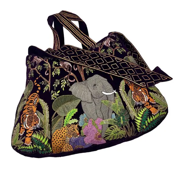 AEKA STUDIO The Paloma Luxe Hobo Bag Inky Embroidered Velvet Hobo Bag