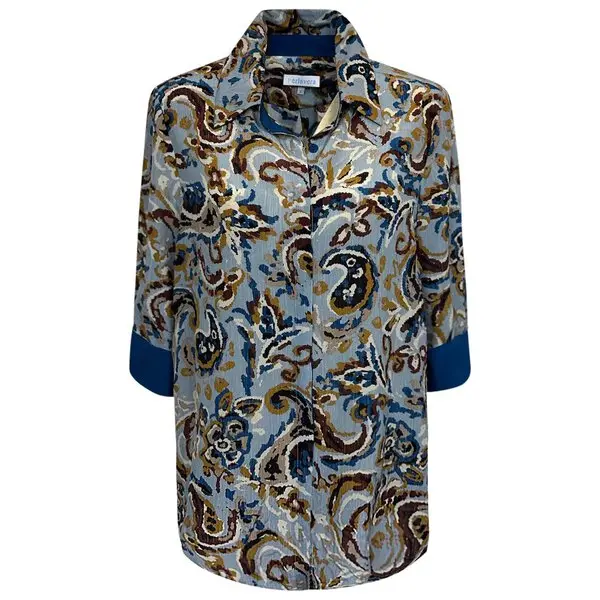 PERLAVERA Milo Iris Beach Silk Blouse