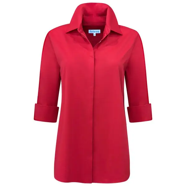 PERLAVERA Melody Three Quarter Sleeve Length Missy Fit Shirt