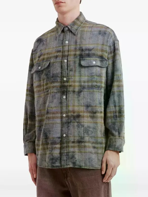 R13 Plaid-check Distressed-effect Shirt