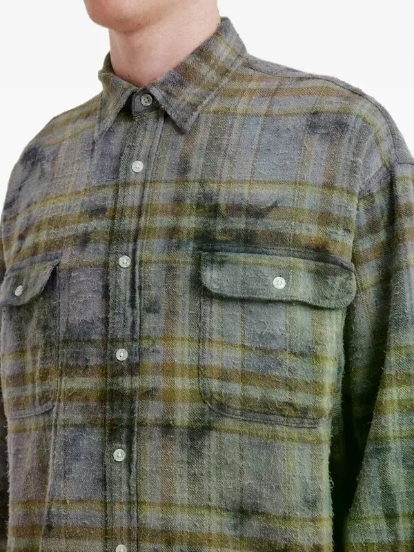 R13 Plaid-check Distressed-effect Shirt