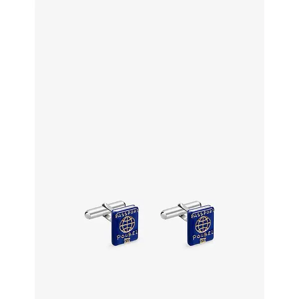 POUBEL Passport Enamelled Sterling Cufflinks - Silver
