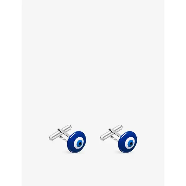 POUBEL Evil Eye Enamelled Sterling Cufflinks