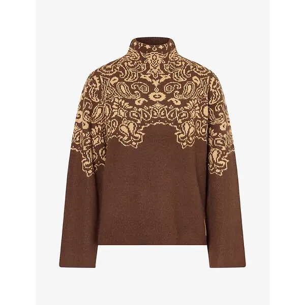 Goldbergh Anshin Jacquard Wool-blend Jumper - Deep Mocha