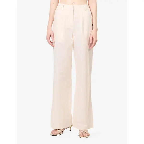 4TH & RECKLESS Miriam Tailored Wide-leg Cotton And Linen Trousers