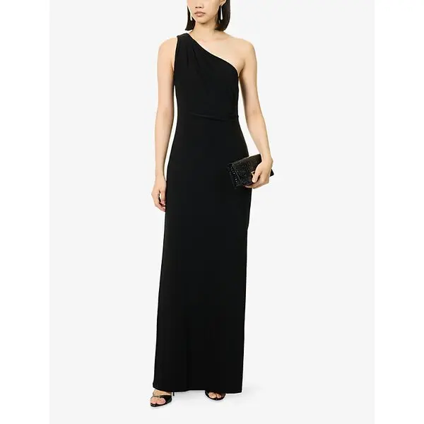 Ralph Lauren One-shoulder Jersey Maxi Dress - Black