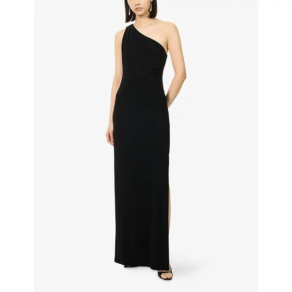 Ralph Lauren One-shoulder Jersey Maxi Dress - Black