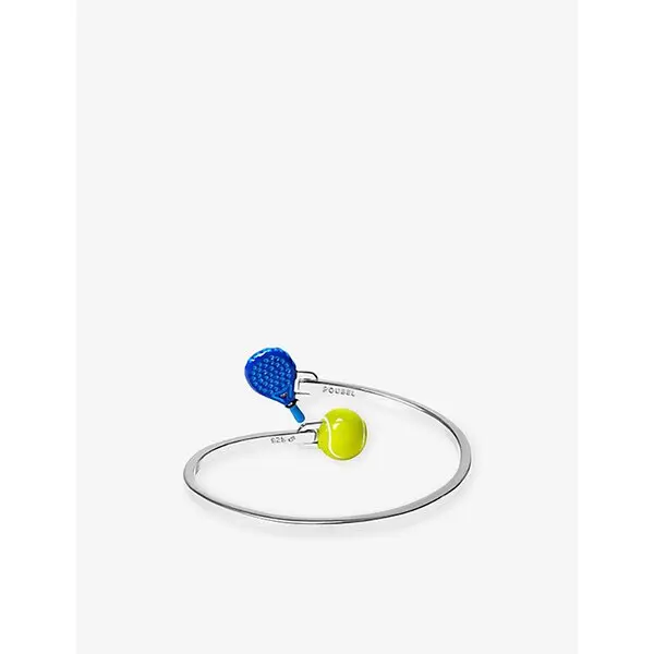POUBEL Padel Tennis Enamelled Sterling Bangle - Silver