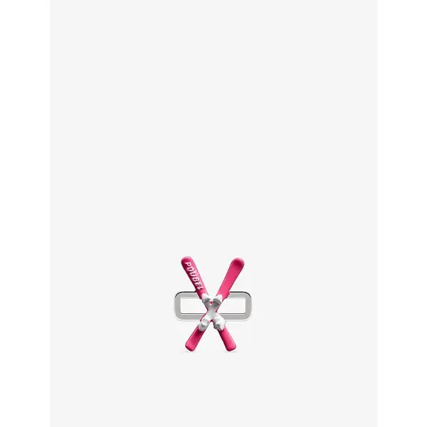POUBEL Pink Skis Enamelled Sterling Charm