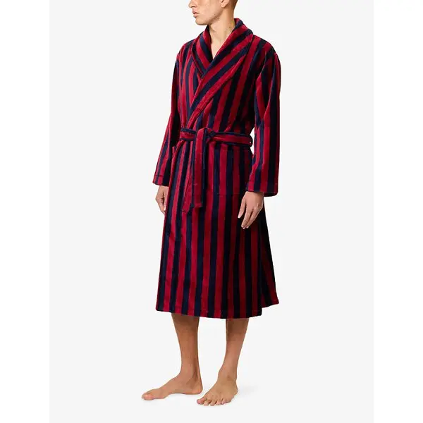 Derek Rose Aston Stripe Cotton-blend Lounge Robe