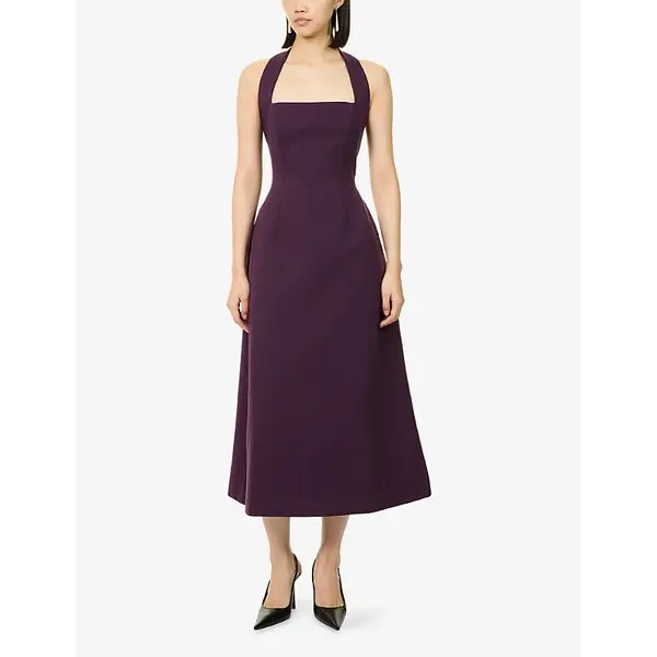 Oddmuse Halter Skater-flare Jersey Midi Dress