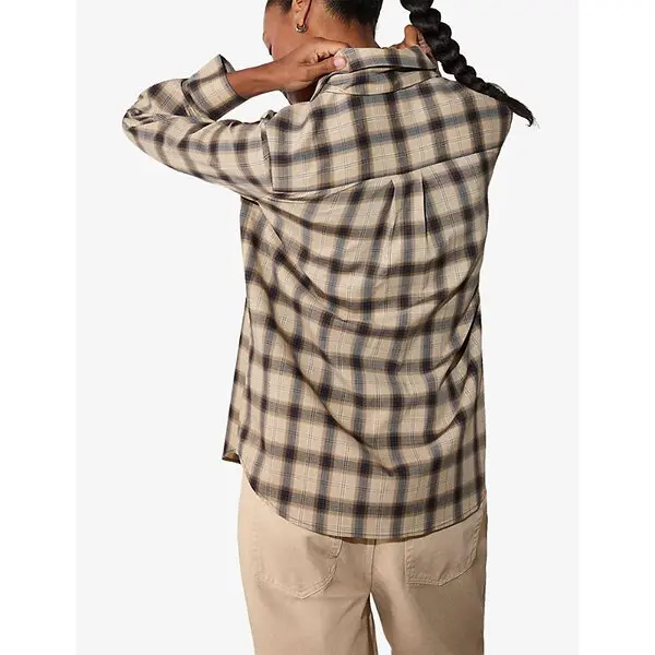 Whistles Checked Detachable-scarf Stretch-woven Shirt
