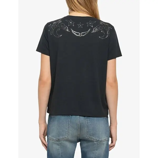 Zadig&Voltaire Alys Rhinestone-embellished Cotton And Linen-blend T-shirt