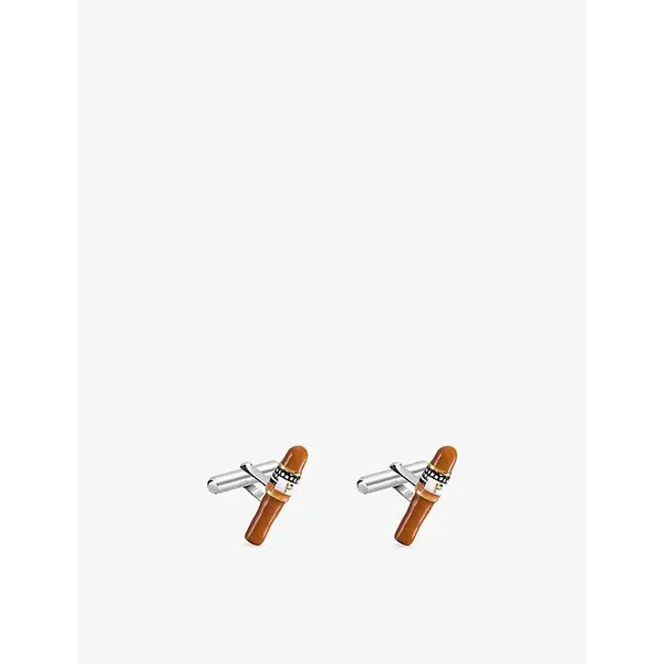 POUBEL Cigar Enamelled Sterling Cufflinks