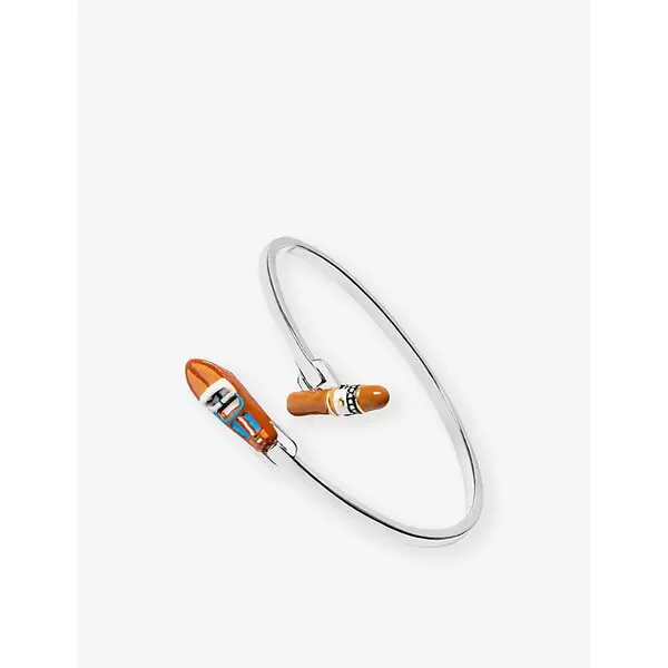 POUBEL Cigar Bateau Enamelled Sterling Bangle