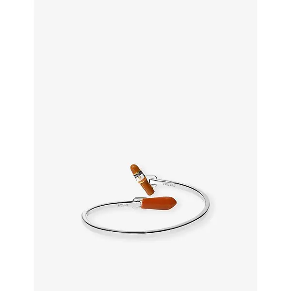 POUBEL Cigar Bateau Enamelled Sterling Bangle