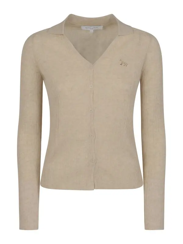 Maison Kitsuné Baby Fox Fine Rib Cardigan - Neutral