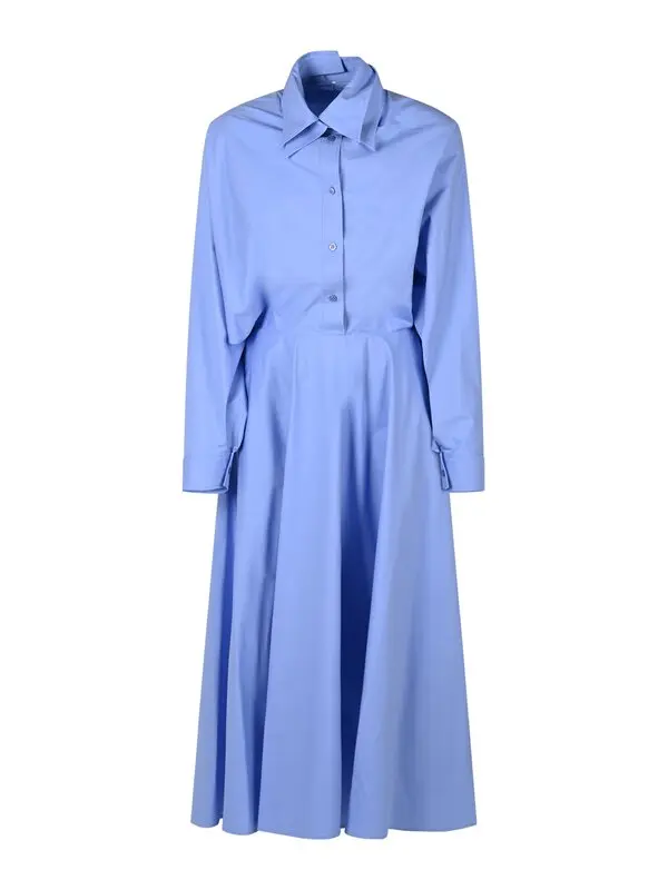 Balenciaga Long Poplin Dress - Blue