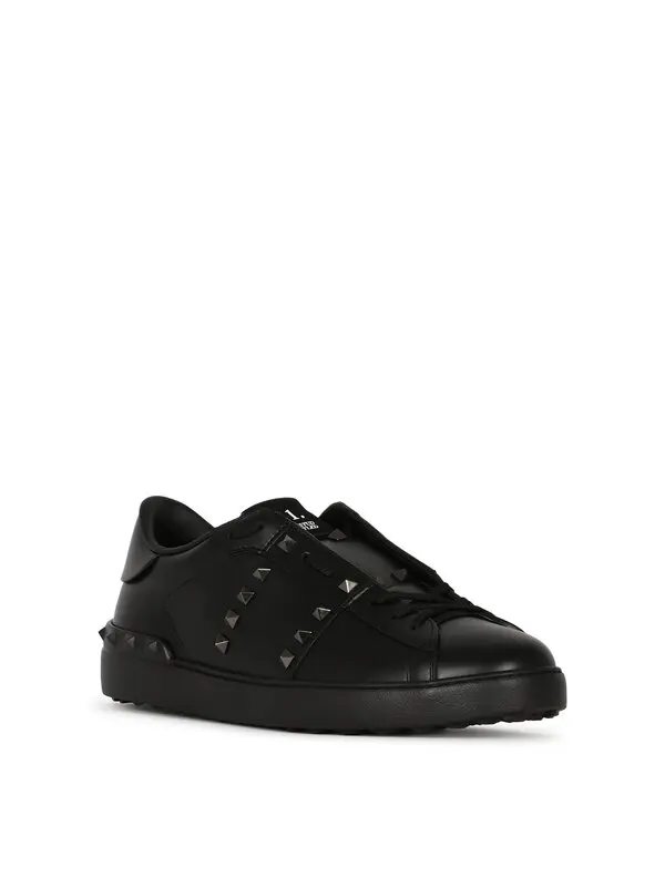 Valentino Garavani Sneaker | Rockstud Untitled | Vitello Tecnic Calf/ Ruthenium Stud - Black