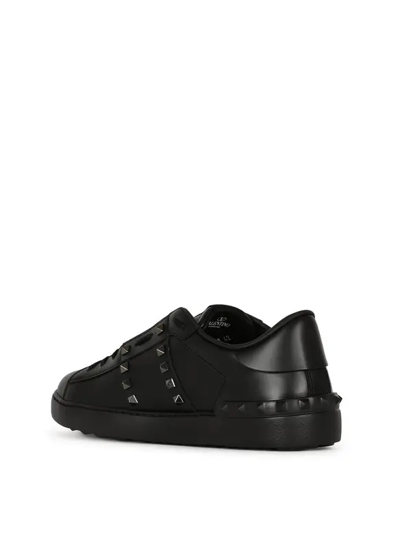 Valentino Garavani Sneaker | Rockstud Untitled | Vitello Tecnic Calf/ Ruthenium Stud - Black